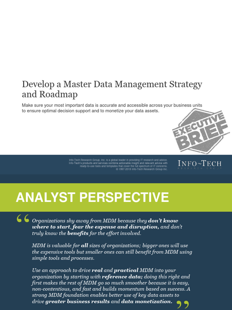 01 Develop A Master Data Management Strategy and Roadmap Executive ... 01 Develop A Master Data Management Strategy and Roadmap Executive ...