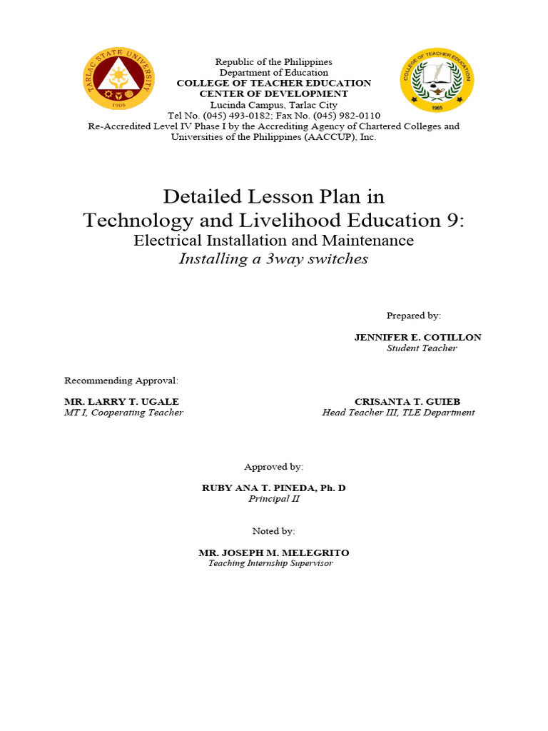 Detailed Lesson Plan in TLE | PDF | Teachers | Switch