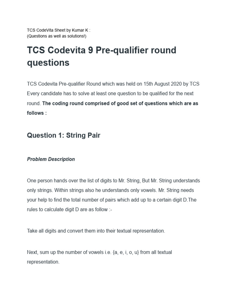 TCS CodeVita 9 | PDF | Applied Mathematics | Theoretical Computer Science