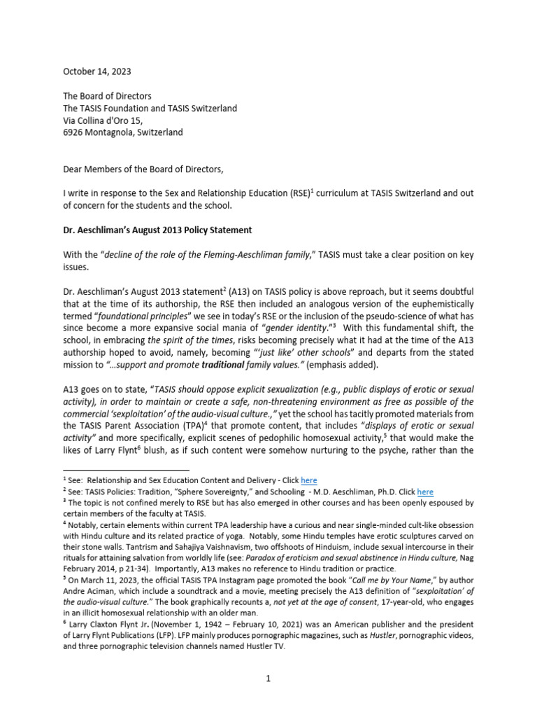 Fr. Emmanuel Lemelson: An Open Letter To The TASIS Foundation | PDF ...