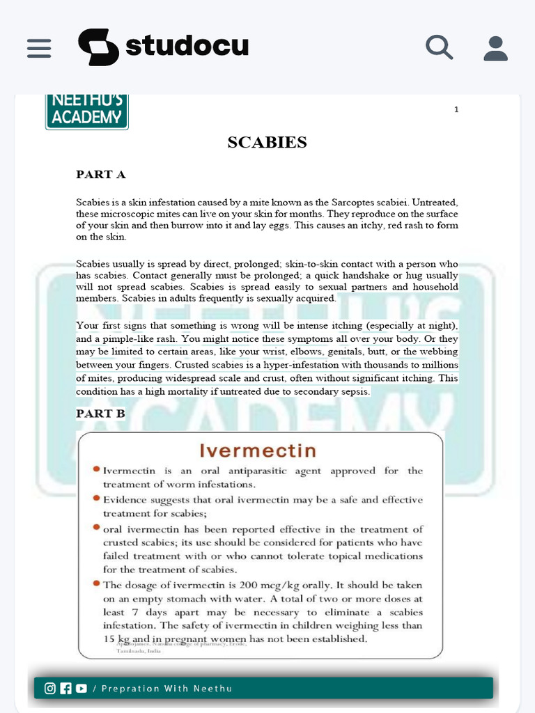 Understanding Scabies and Treatment Options | PDF