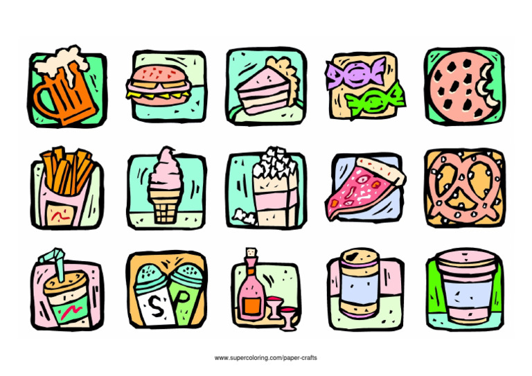 Junk Food Printable Sticker Paper Craft | PDF