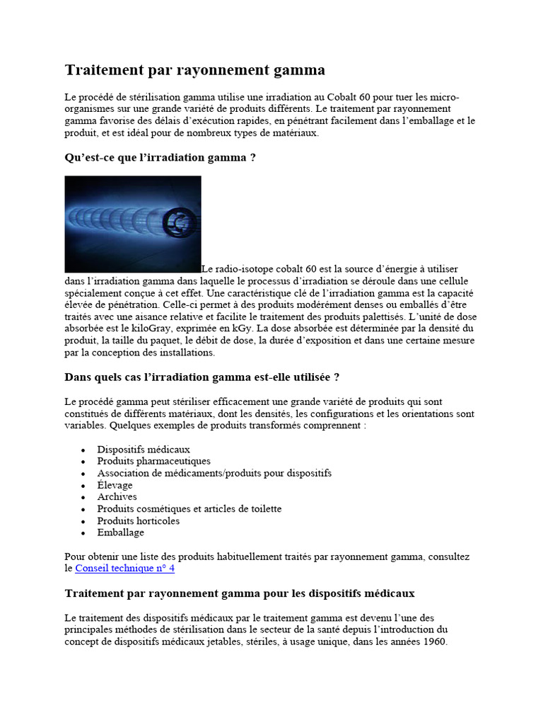 Traitement Par Rayonnement Gamma | PDF