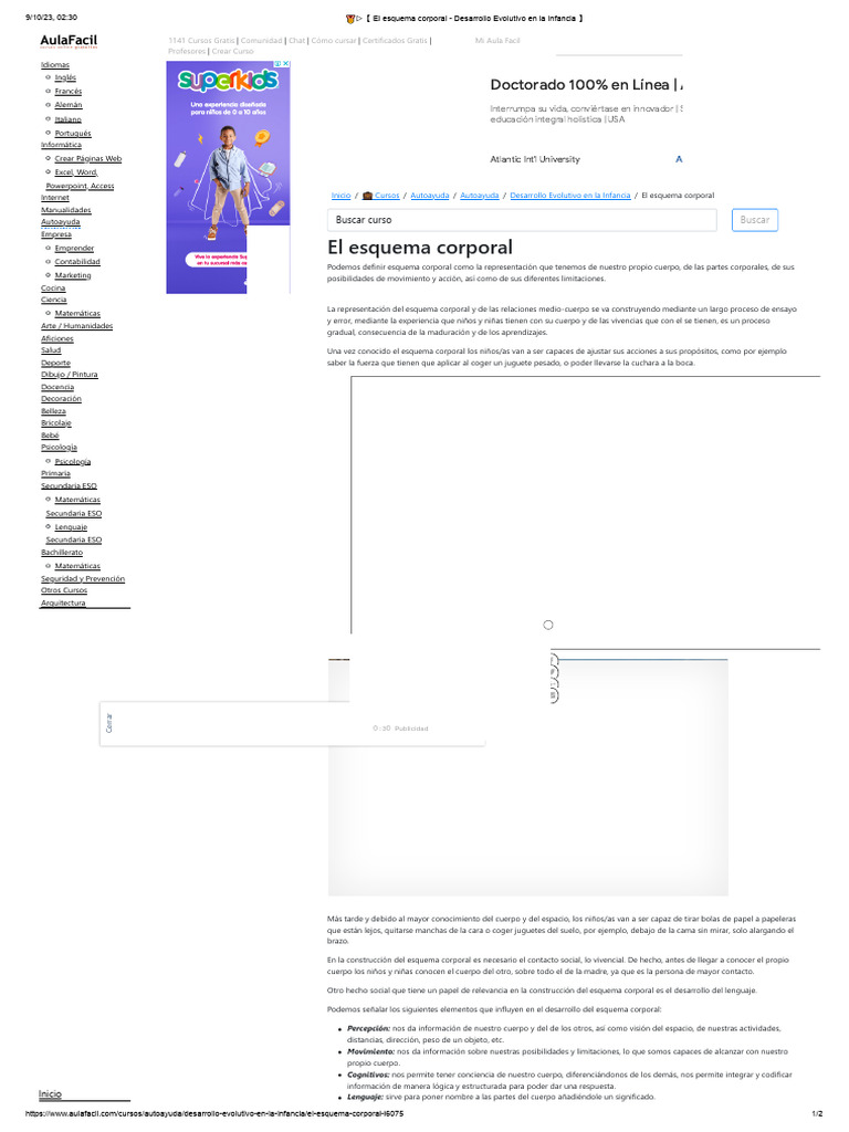 El Esquema Corporal Desarrollo Evolutivo En La Infancia Pdf