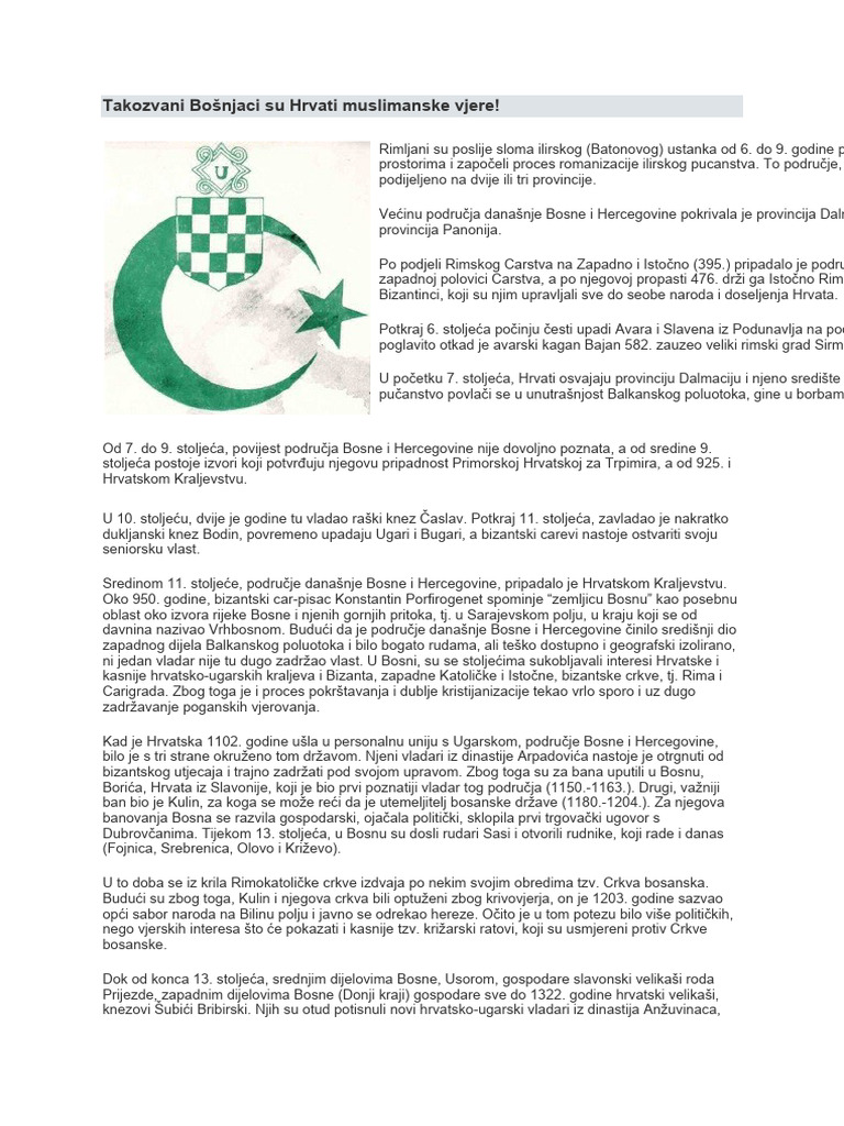 Takozvani Bošnjaci Su Hrvati Muslimanske Vjere! | PDF