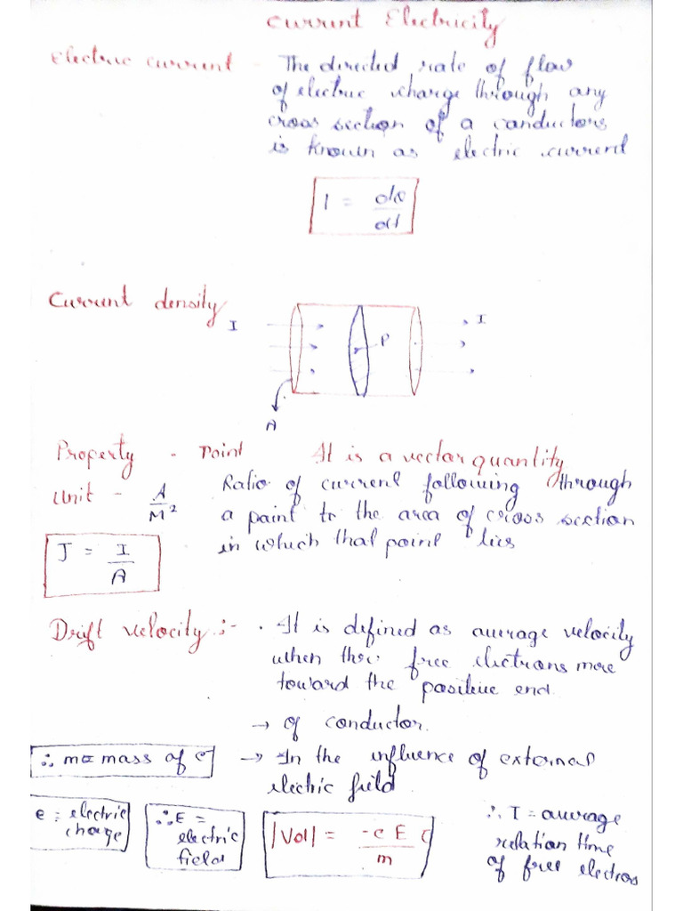 Current Electricity (Mini Notes) | PDF