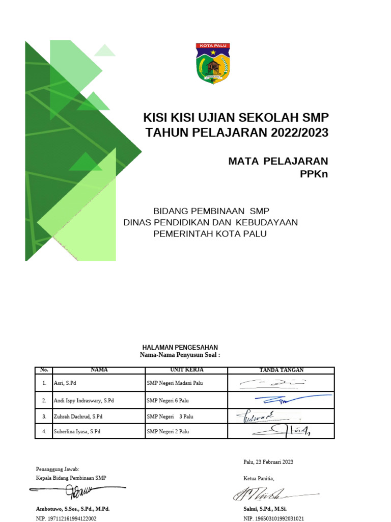 KISI - KISI USBN PPKN 2022-2023 | PDF