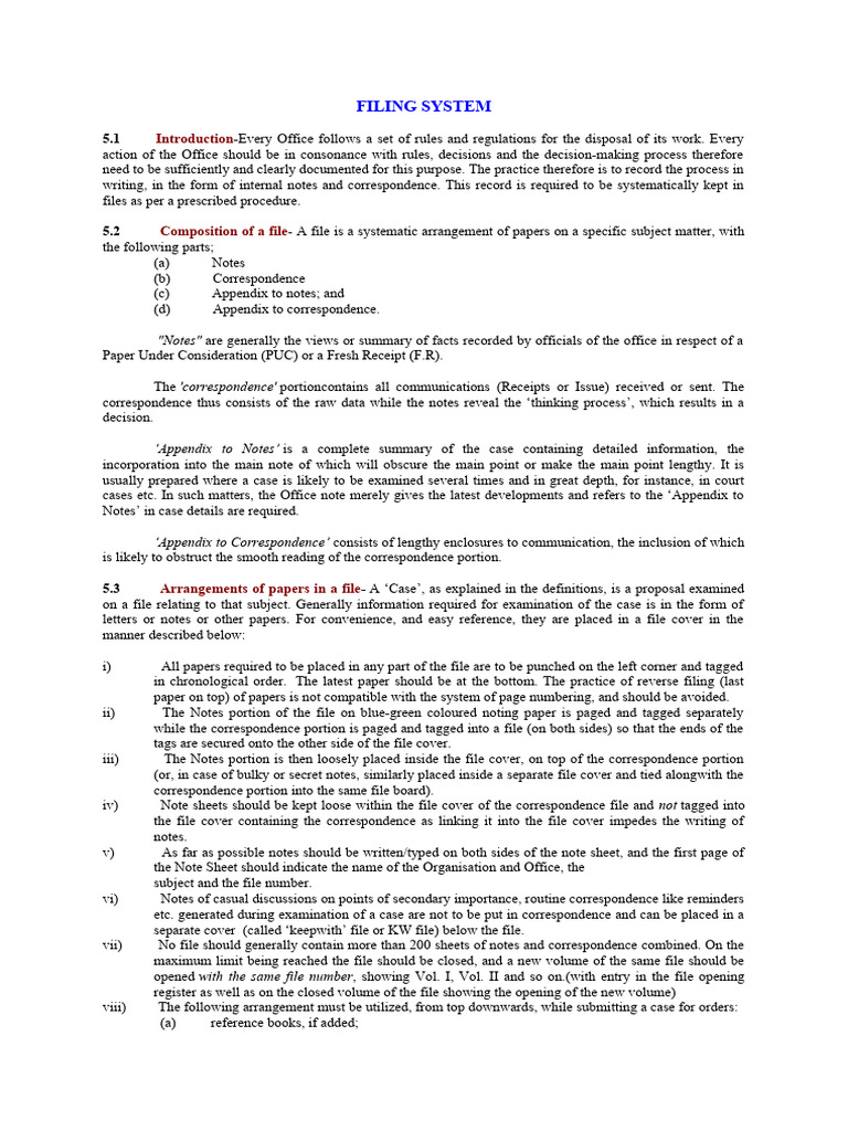 Filing System Pdf 