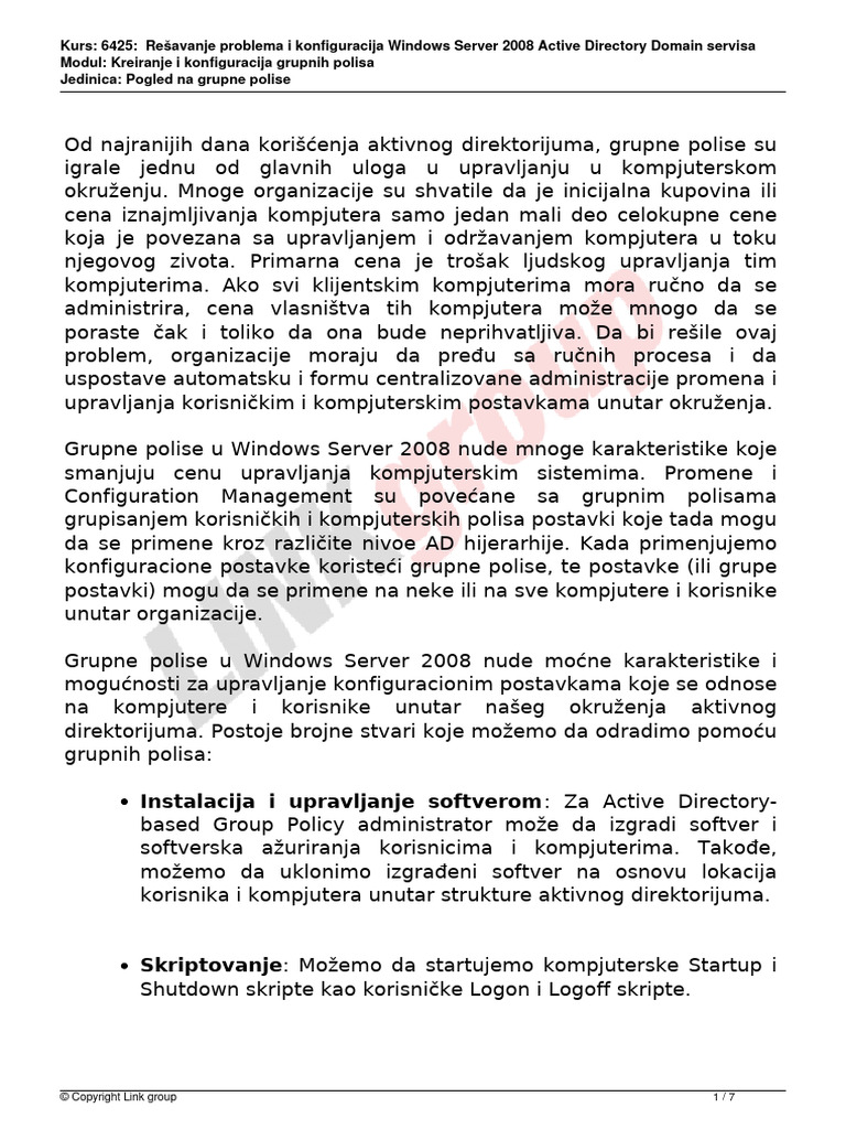 Kreiranje I Konfiguracija Grupnih Polisa | PDF