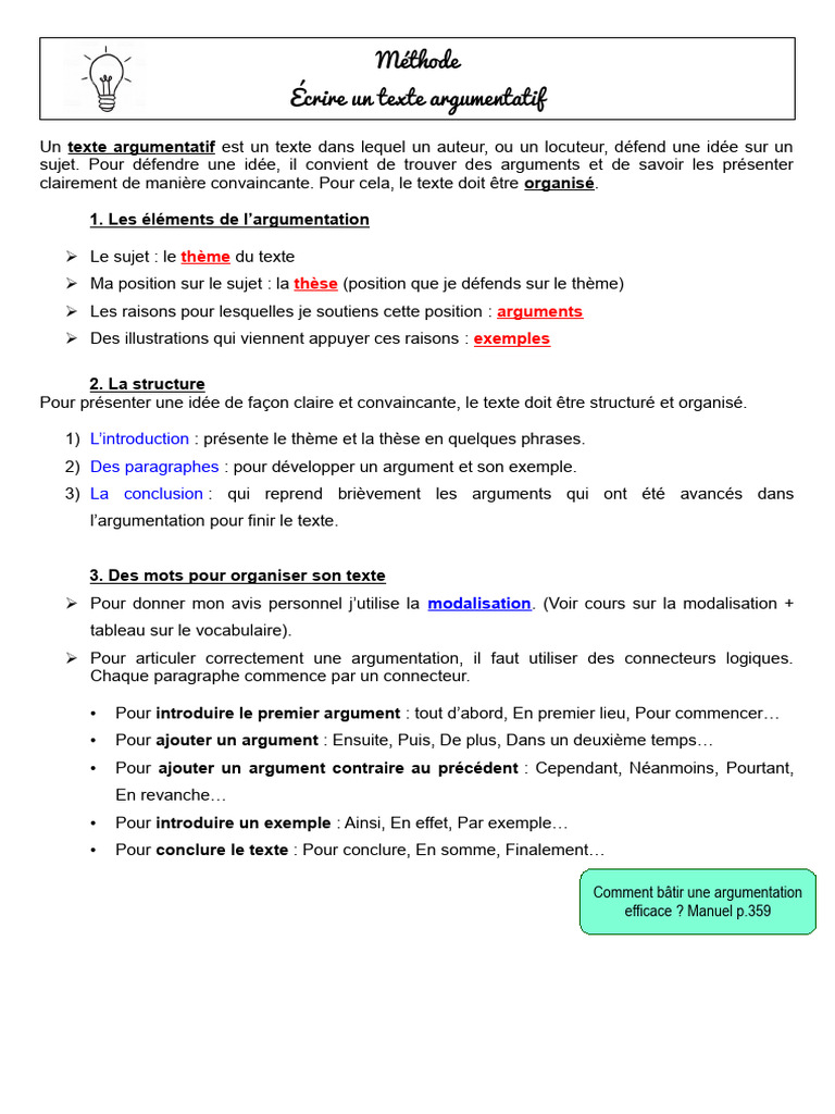 Seance 8 Lecon La Methode Texte Argumentatif-3 | PDF