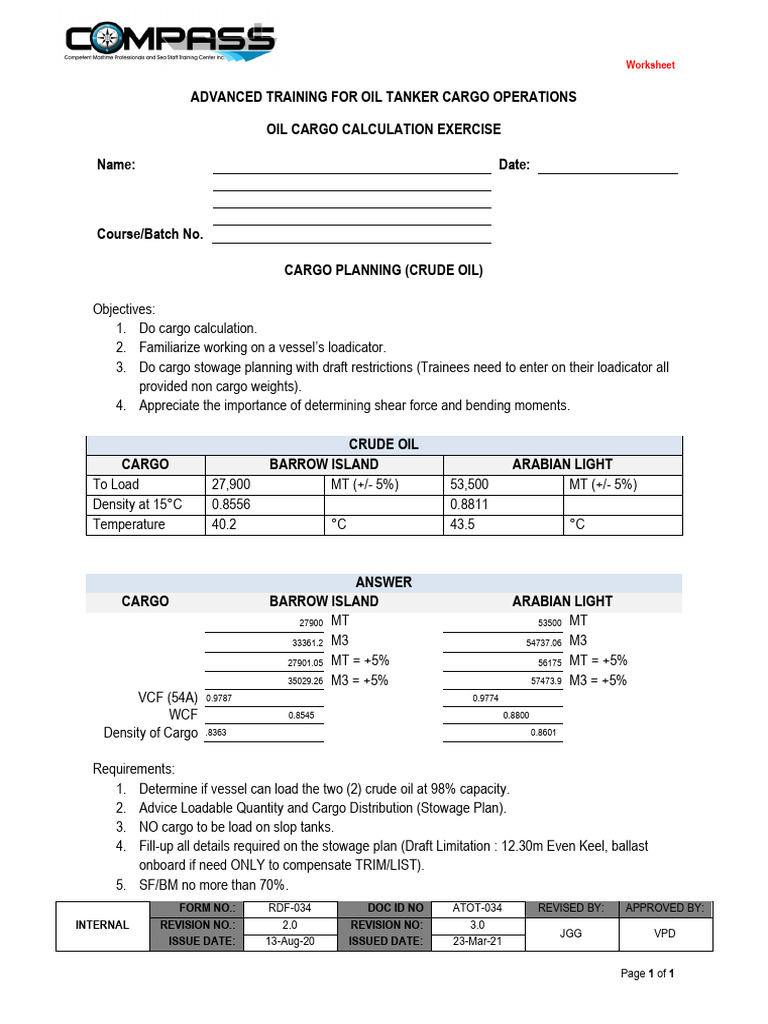 ATOTCO Cargo Calculation | PDF