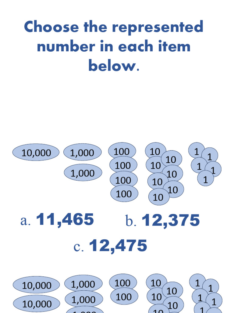 Choose The Represented Number in Each Item Below | PDF | Mathematical ...