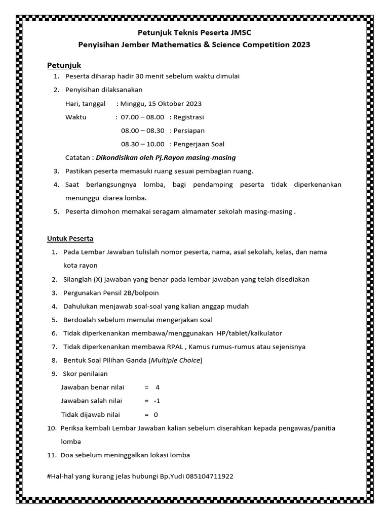 Juknis Peserta JMSC 2023 Rayon | PDF