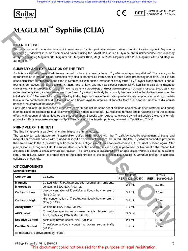 Maglumi Syphilis CLIA Test Overview | PDF | Antibody | Causes Of Death
