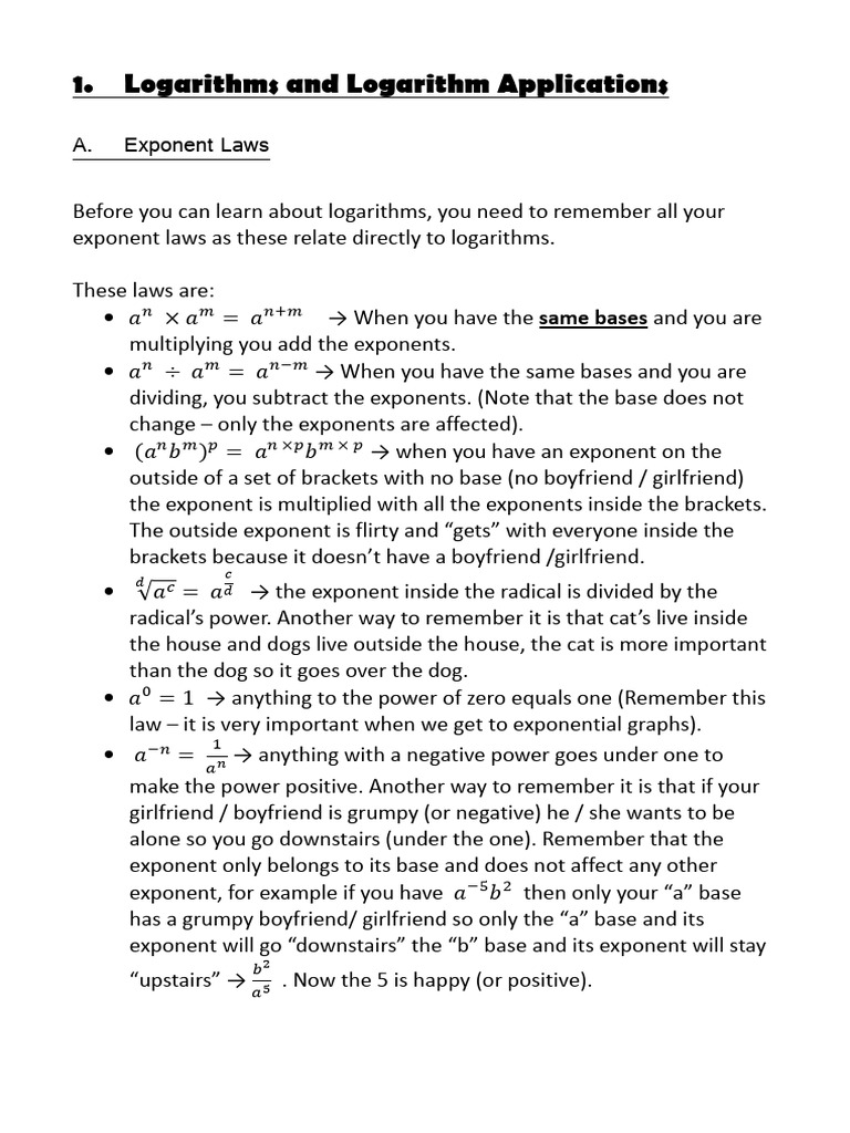 Chapter1 First Half | PDF | Logarithm | Function (Mathematics)