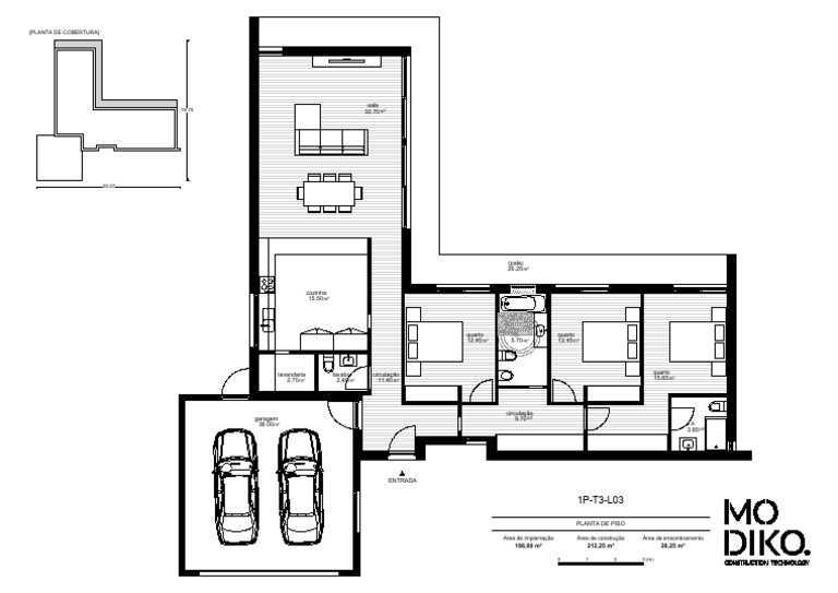 Planta T3 Térrea em L - 212,25 m² | PDF