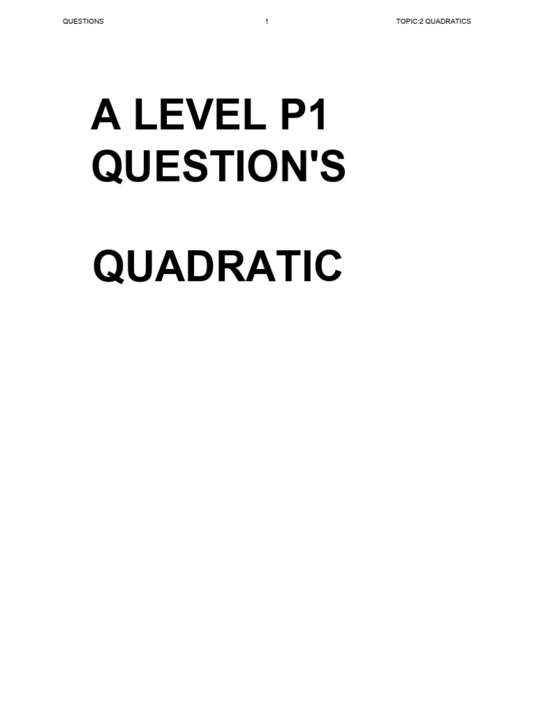 Question's MATHS Quadratics | PDF | Tangent | Equations