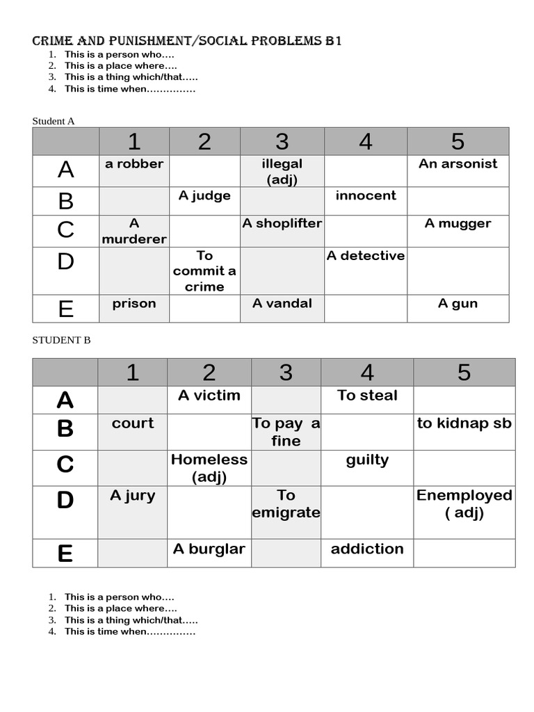 E8 Crime and Punishment Ingo Gap Speaking. Pair Work. | PDF