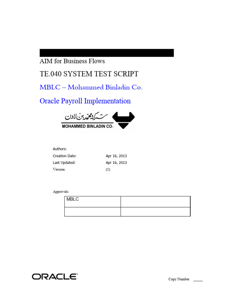 MBLC Payroll Testing Scenario | PDF | Paycheck | Information