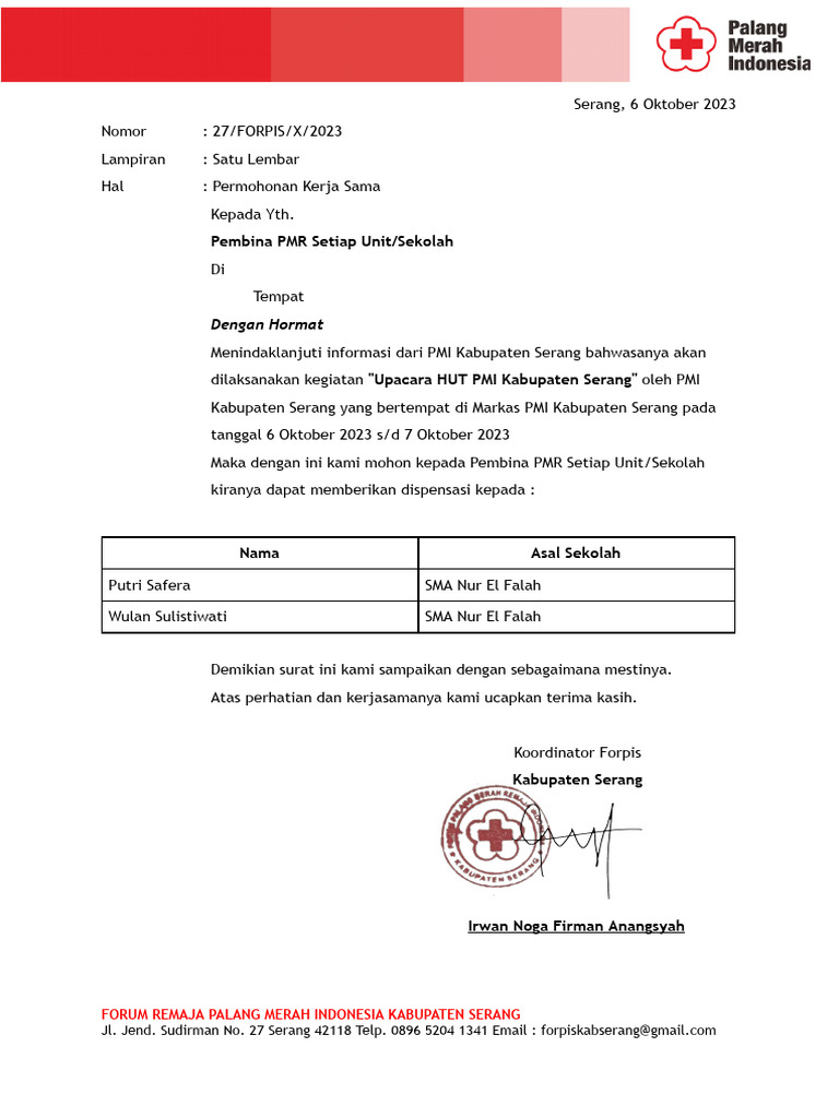 Surat Dispensasi | PDF