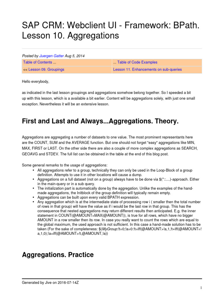 Bpath Lesson 10 Aggregations | PDF | Parameter (Computer Programming) | Average
