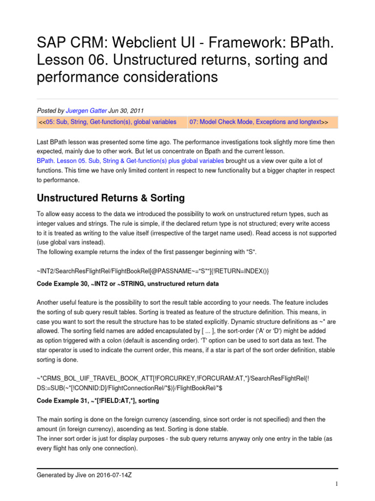 Bpath Lesson 06 Unstructured Returns Sorting and Performance Considerations | PDF