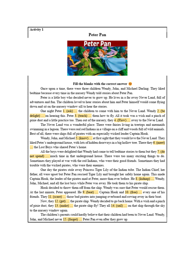 Peter Pan Text | PDF | Wendy Darling | Peter Pan