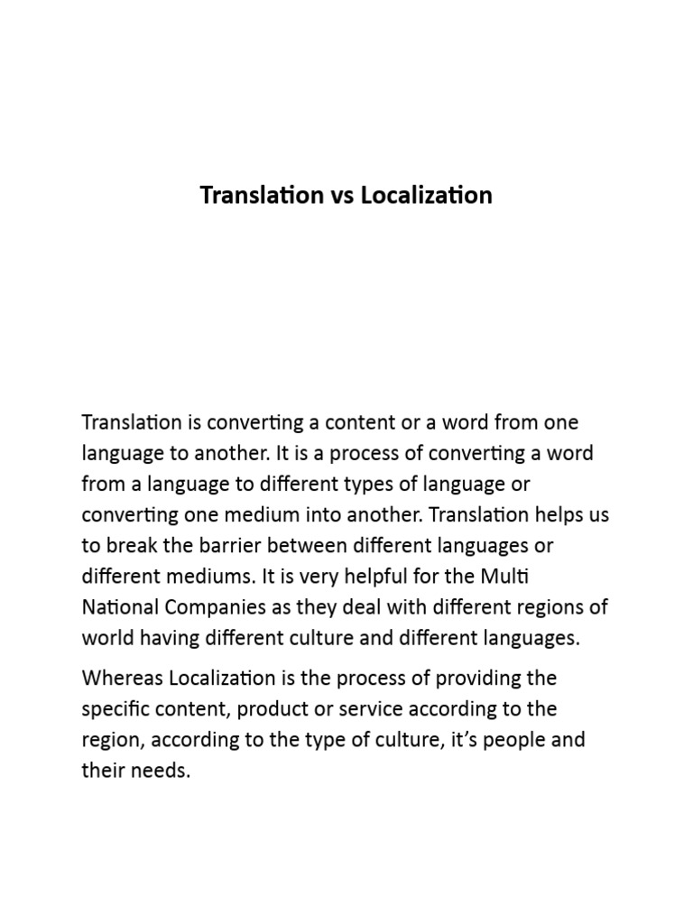 Translation vs Localization | PDF