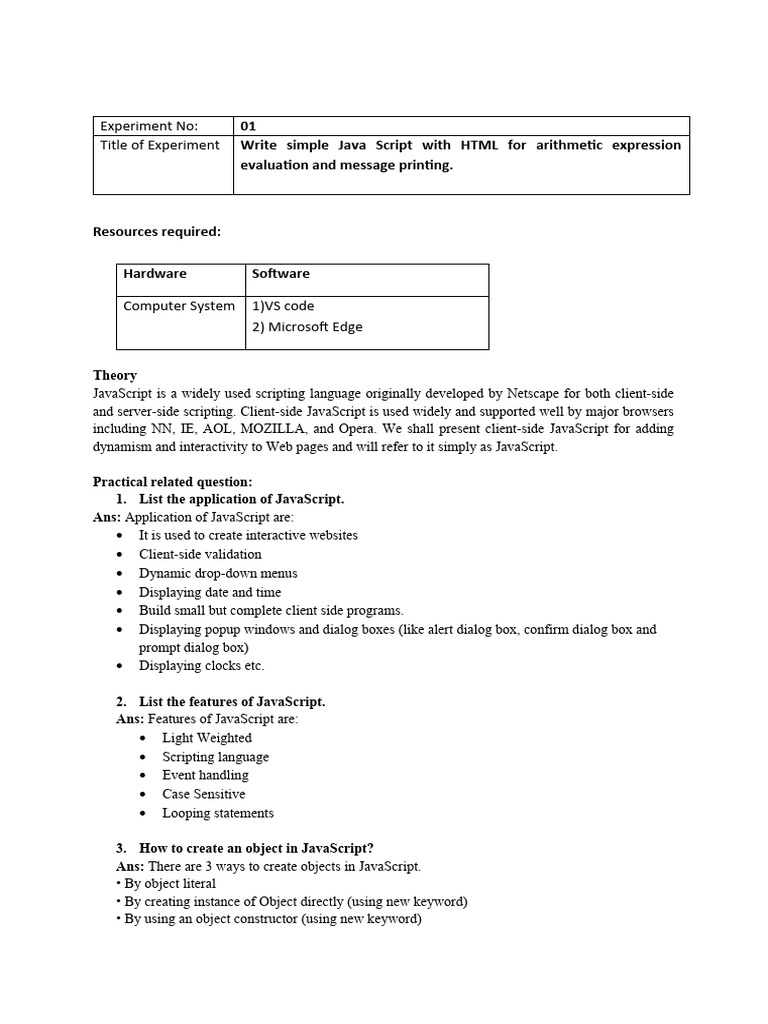 Ajp Practical 1 Pdf Java Script Dynamic Web Page