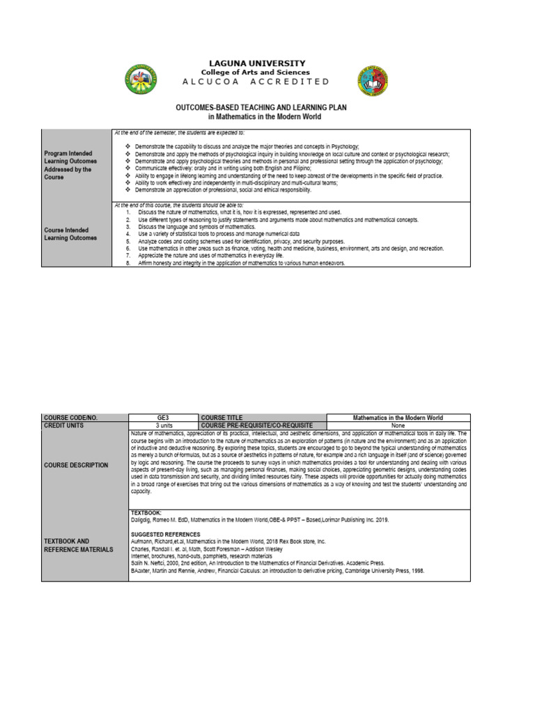 Laguna University: Alcucoa Accredited | PDF | Mathematics | Psychology