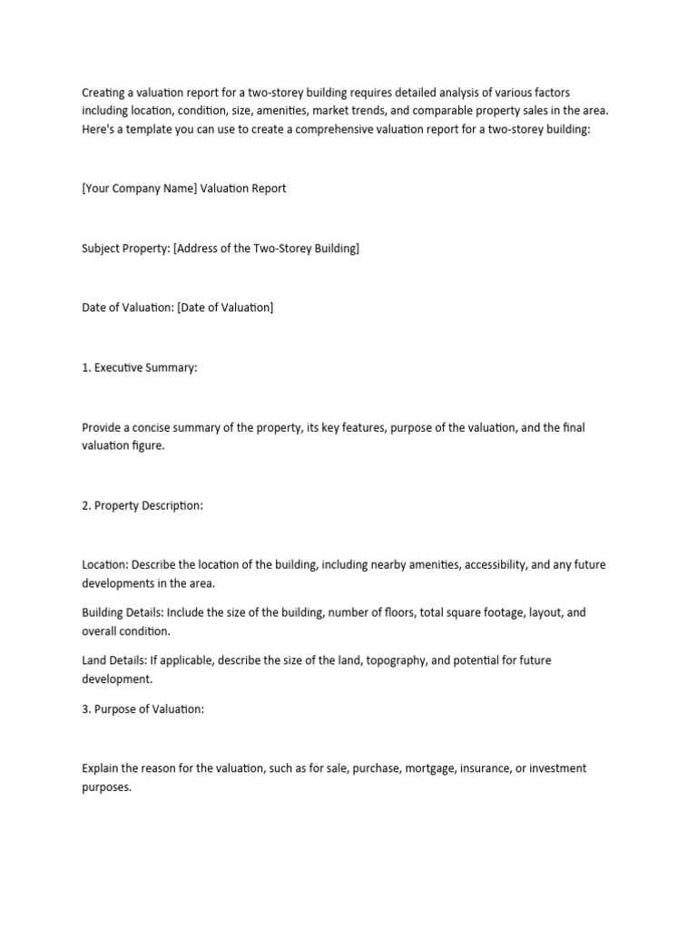 Valuation Report For 2 Storey Building | PDF | Real Estate Appraisal ...