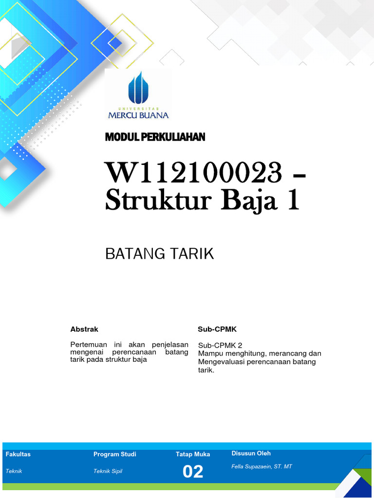 Modul 2 - Struktur Baja 1 (Fella Supazaein, ST - MT) | PDF | Teknologi & Rekayasa