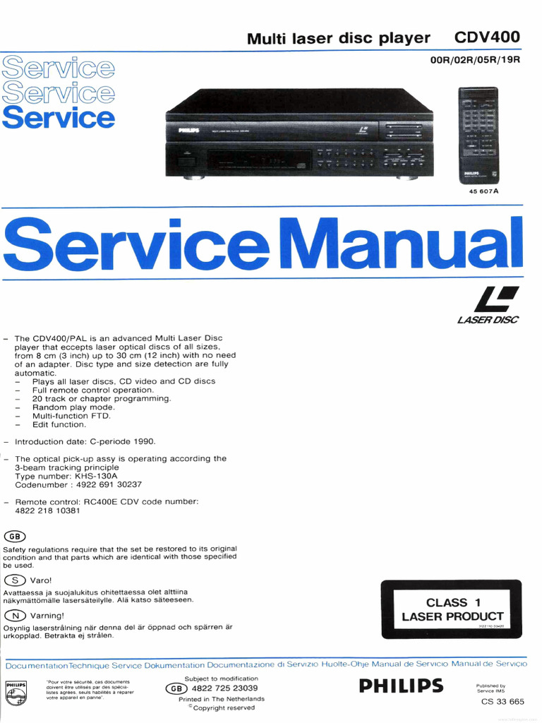 Hfe Philips Cdv400 Service en | PDF