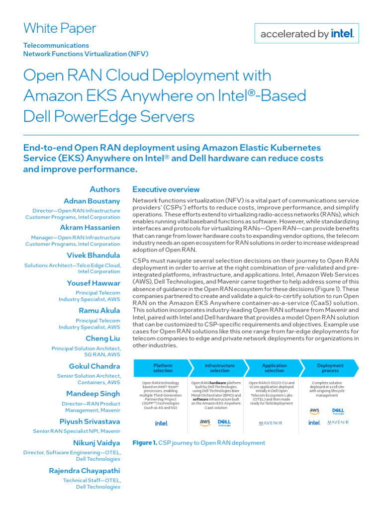 Open Ran Cloud Deployment With Amazon Eks Anywhere On Intel Based Dell ...
