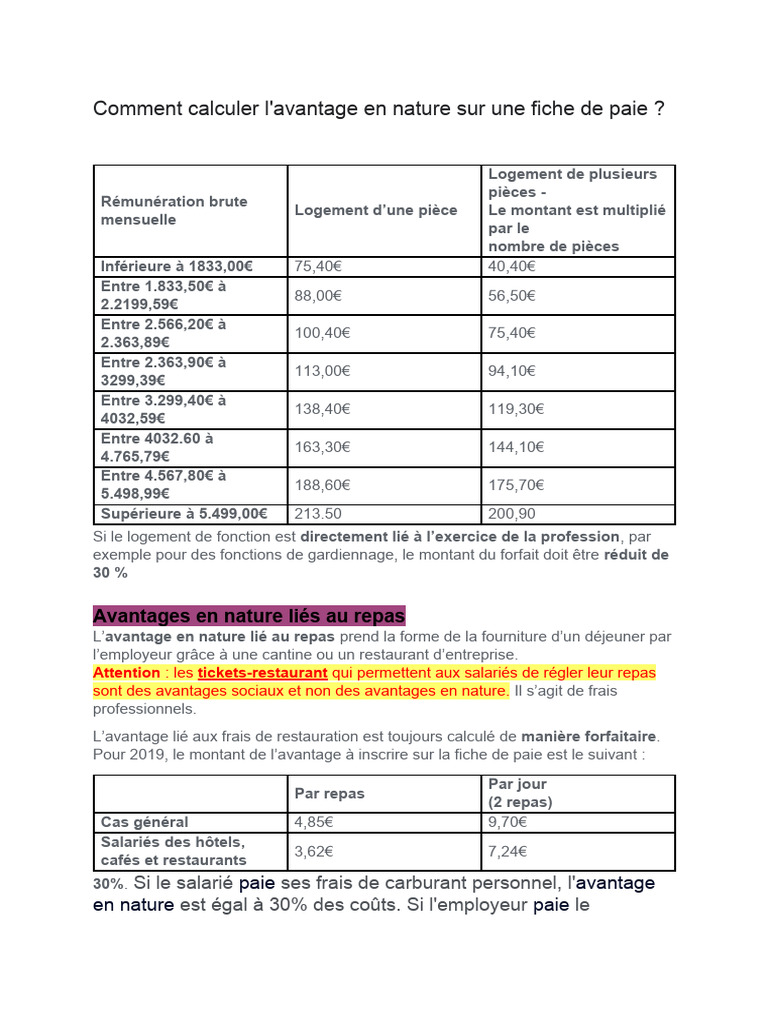 Calcule Avantage Nature | PDF