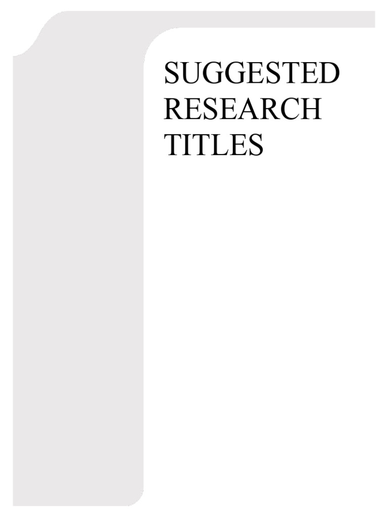 100 Suggested Research Titles | PDF