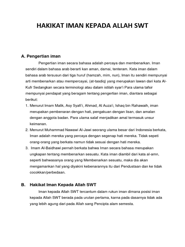 Hakikat Iman Kepada Allah | PDF