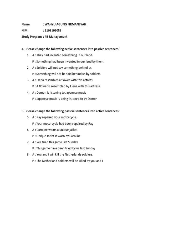 Active to Passive Sentence Conversion | PDF | Sports & Recreation ...