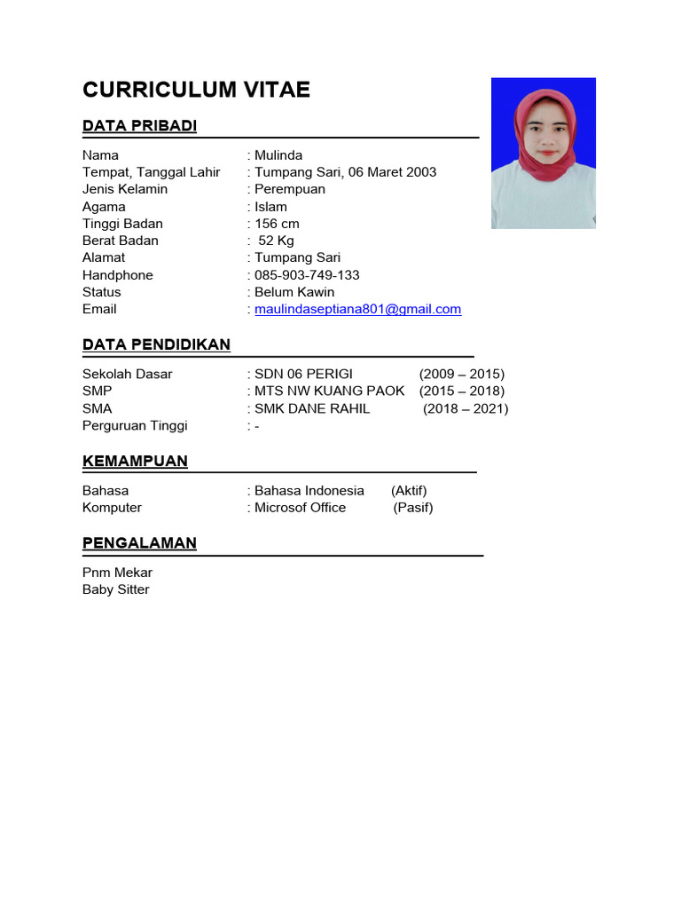 Curriculum Vitae Format | PDF