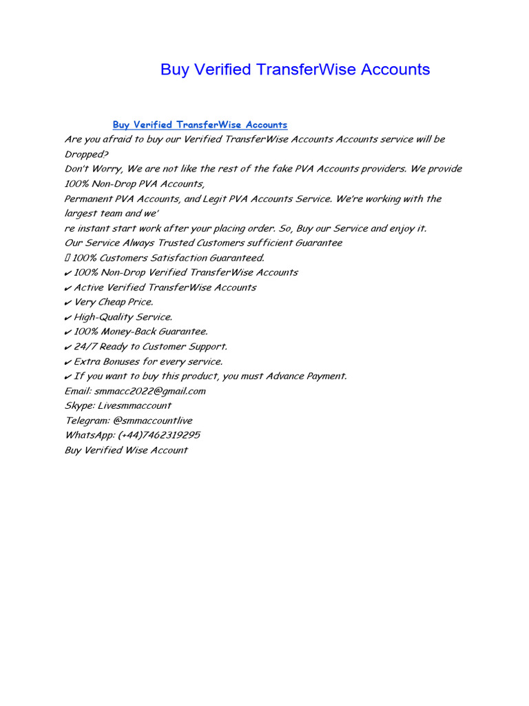 Buy Verified TransferWise Account | PDF | Wire Transfer | Money