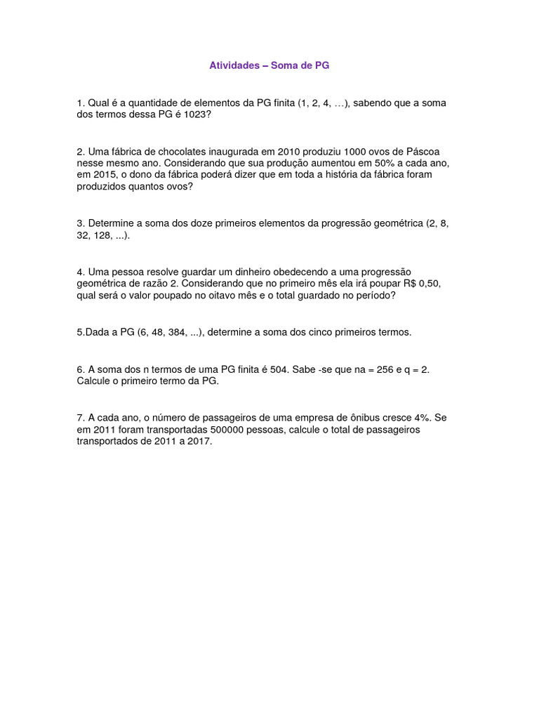 Atividades - Soma de PG | PDF