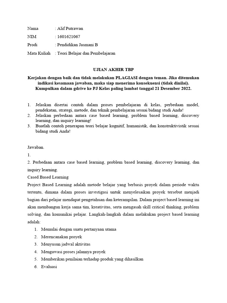 UAS TBP Alif Putrawan | PDF | Karier & Perkembangan