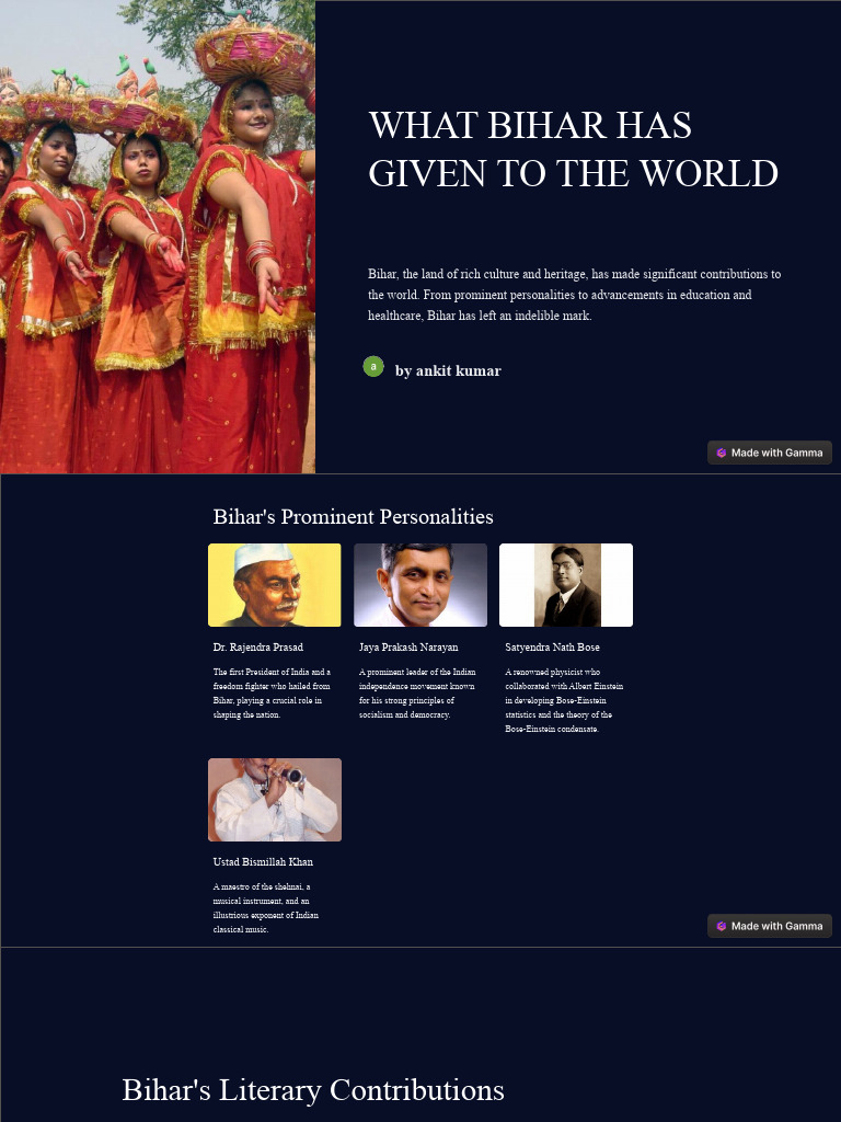 Bihar's Contributions and Achievements | PDF