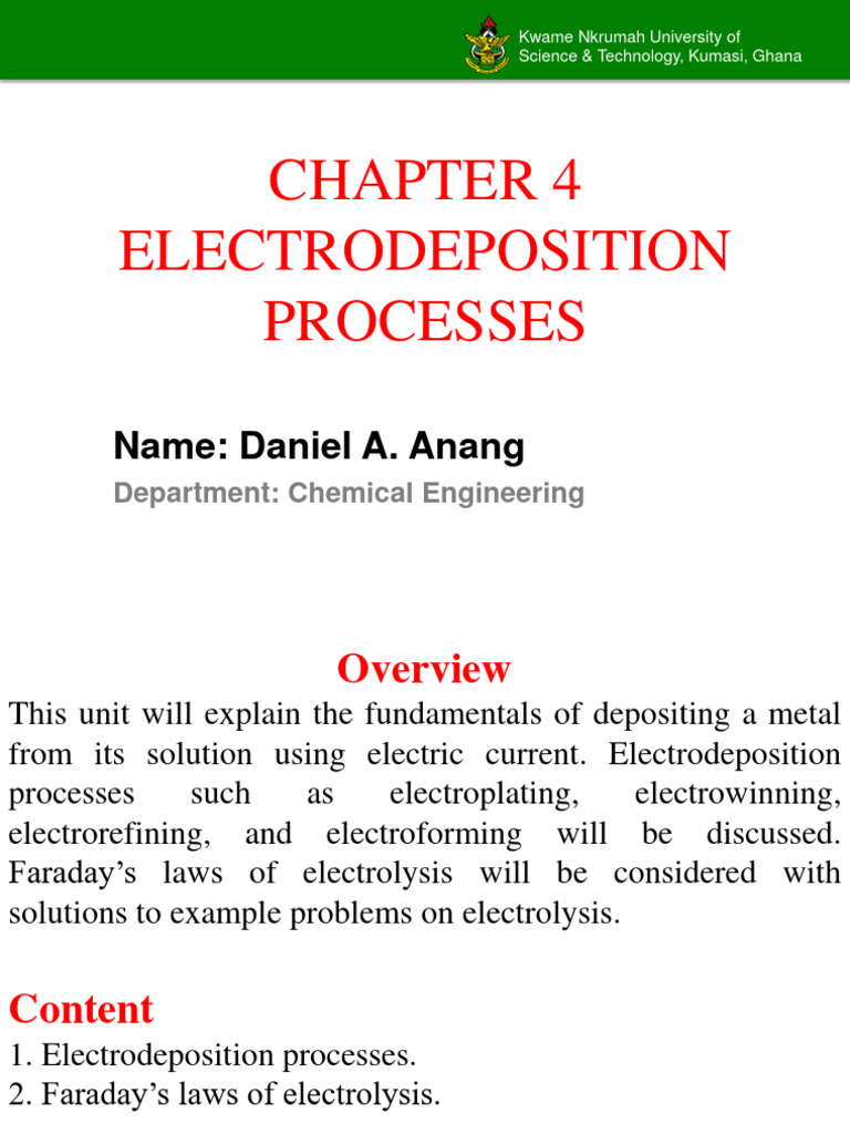 Chapter 4 Electrodeposition Processes | PDF | Copper | Secondary Sector ...