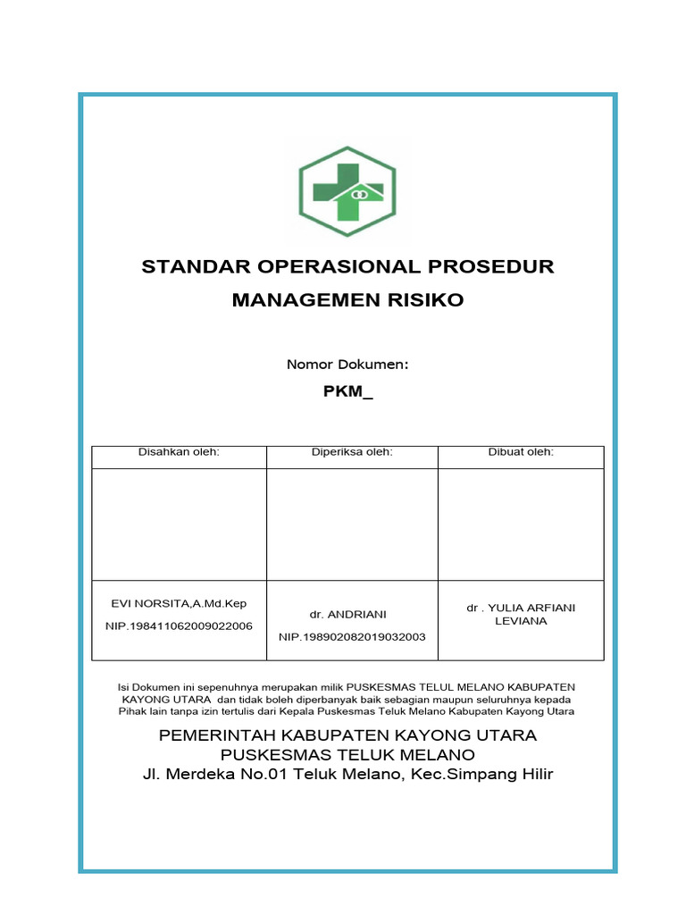 SOP Managemen Risiko | PDF