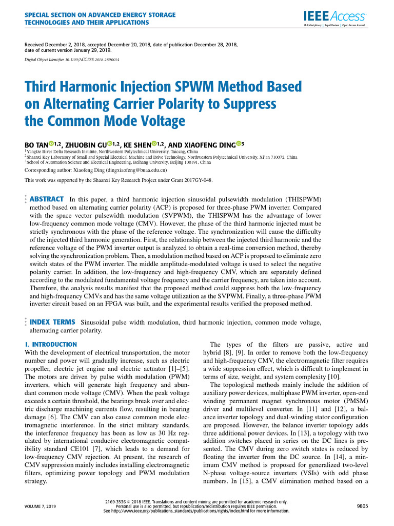 Third Harmonic Injection SPWM Method Based On Alternating Carrier ...