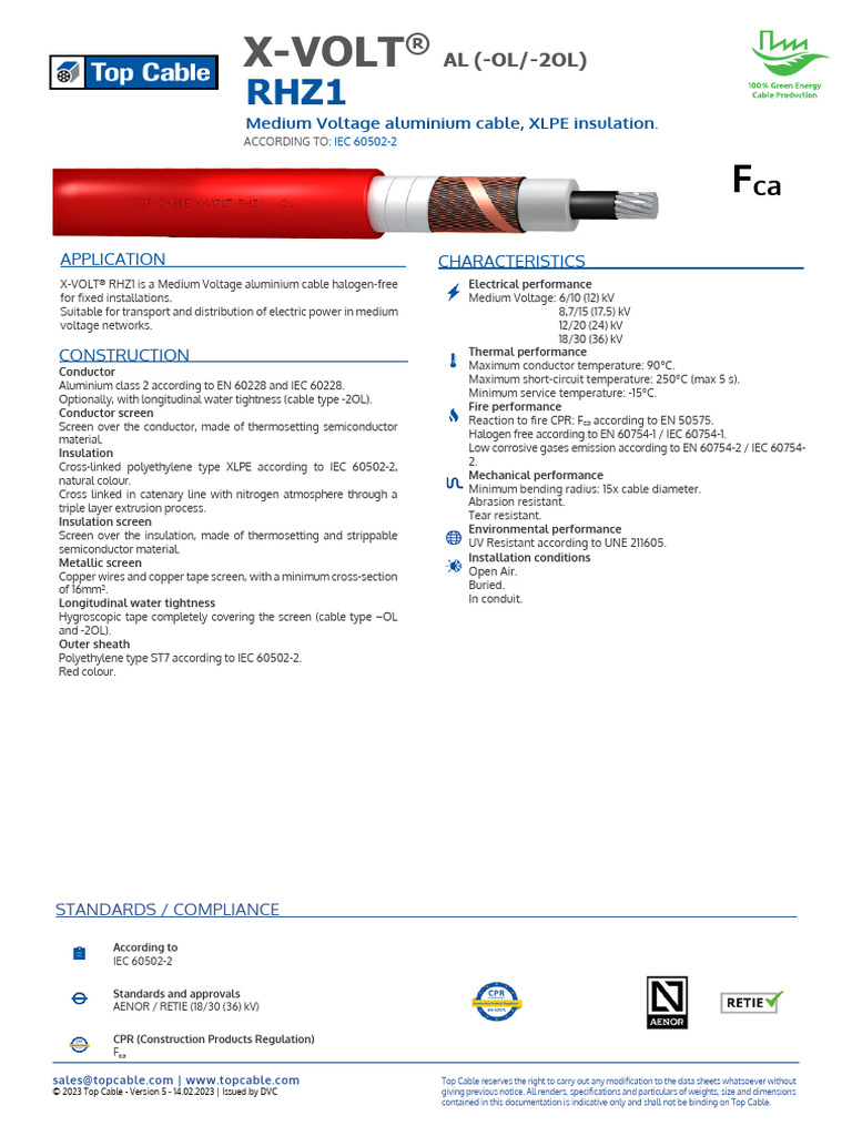 TOPCABLE - RHZ1 AL Eng - Rev5 | PDF | Electrical Conductor | Electrical ...