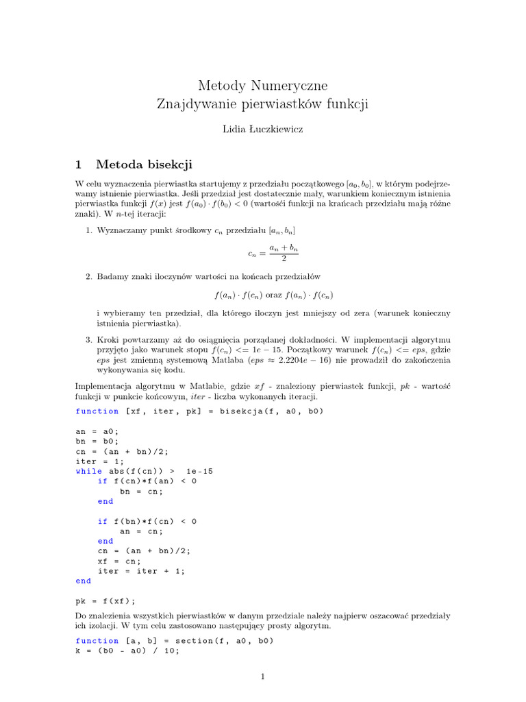 Numeric Methods Bisection Laguerre Method | PDF