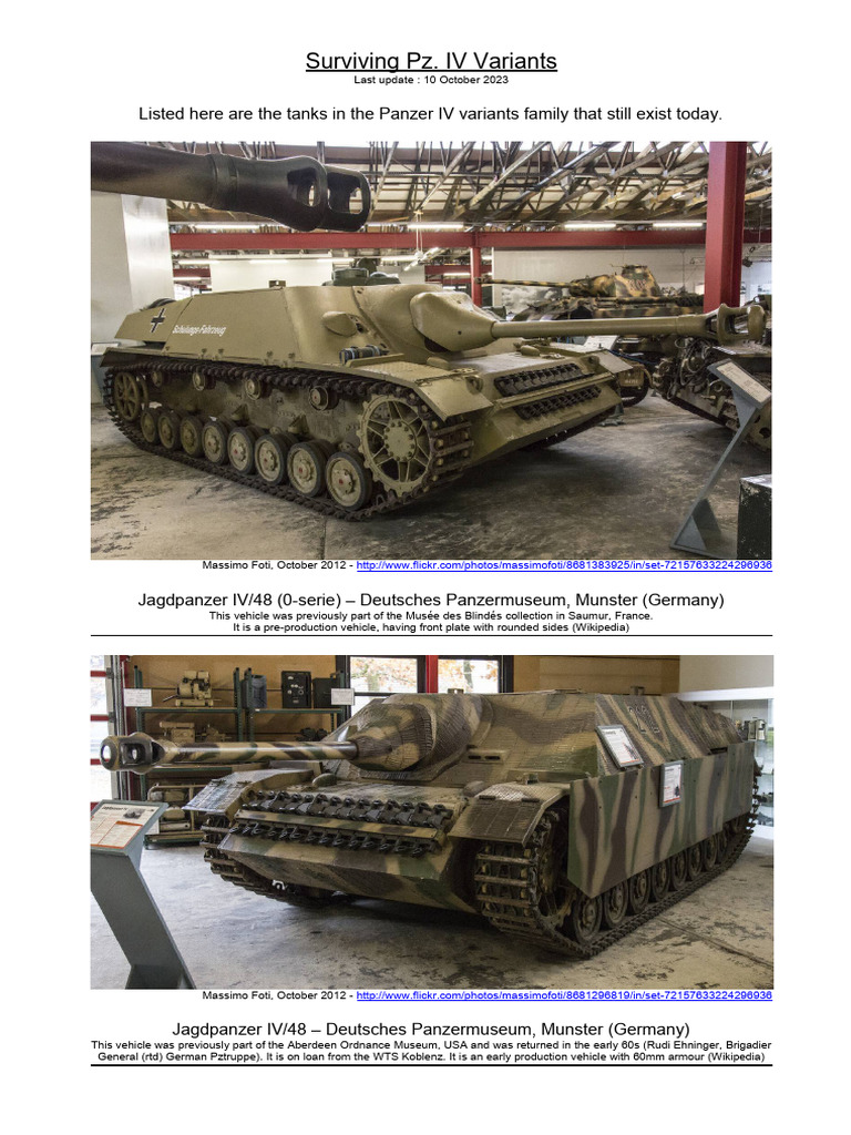 Surviving Panzer IV Variants List | PDF | Panzer Iv | World War II ...