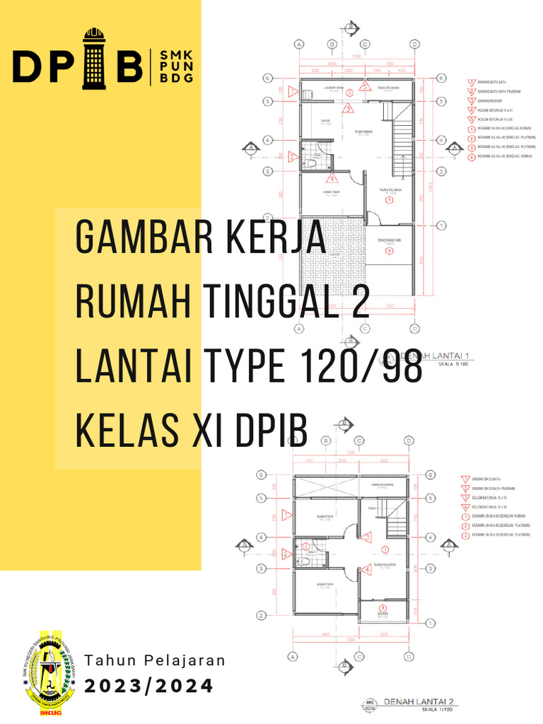 Bestek Gambar Kerja Rumah Tinggal 2 Lantai XI DPIB 2023-1 | PDF